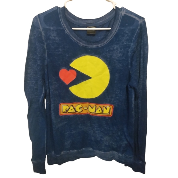 Pacman | Shirts | Pacman By Vfifth Sun Blue Long Sleeve Thin Sheer ...